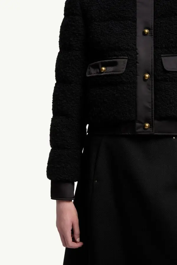 Moncler Blandy Wool Blend Bouclé Short Down Jacket - Black