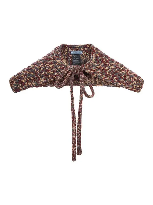 Prada Woven Knitted Scarf - Camel/amaranth