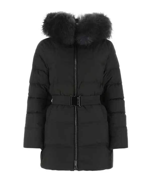 MOORER Long-sleeved Down Jacket With Fur Hood - Black