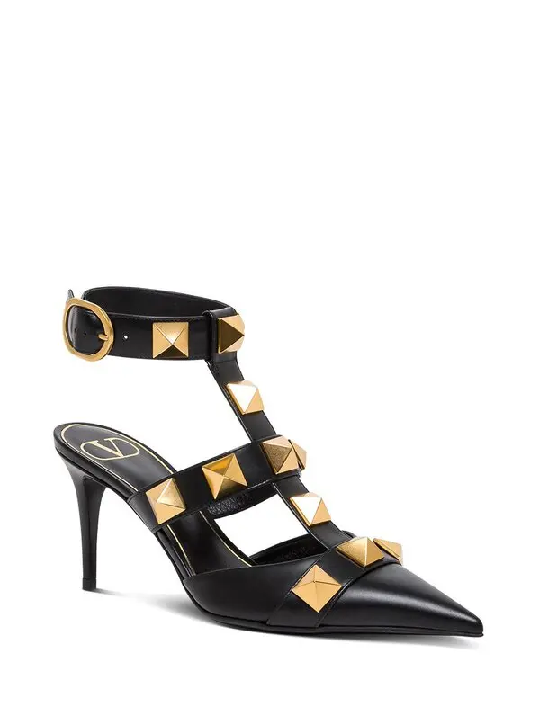 Valentino Garavani Rockstud Pointed Toe Buckled Pumps - Black