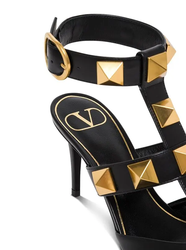 Valentino Garavani Rockstud Pointed Toe Buckled Pumps - Black