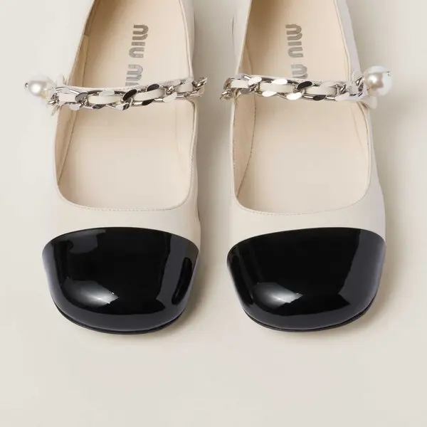 Miu Miu Two-tone Chain-linked Ballerinas