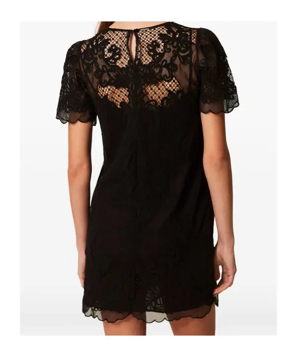 TWINSET Lace Mini Dress With Keyhole Detail