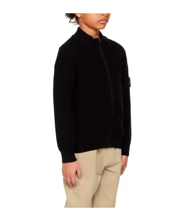 Stone Island Long Sleeve Zip Up Jacket With Logo Detail