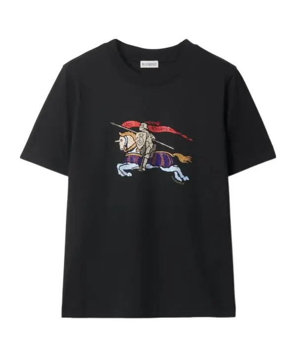 Burberry Crystal Ekd Cotton T-shirt - Black