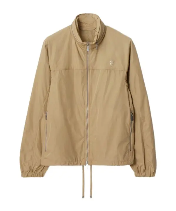 Burberry Logo-badge Zip-up Jacket - Biscuit