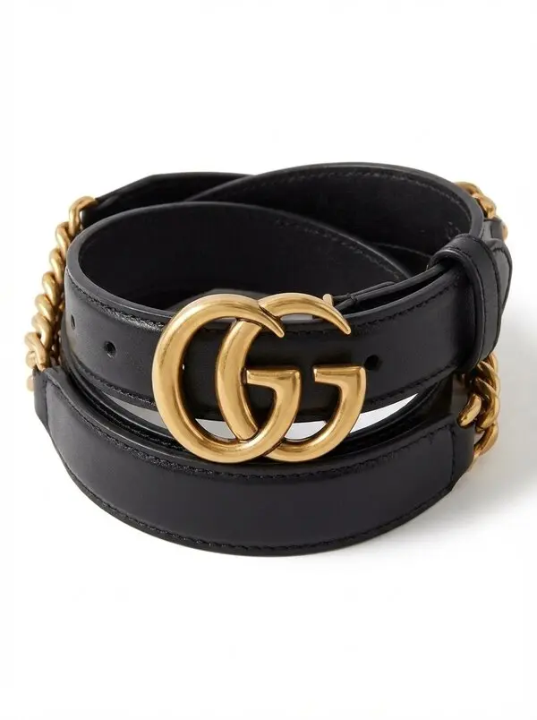 Gucci Gg Marmont Chain Belt - Black