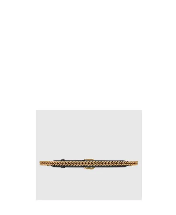 Gucci Gg Plaque Marmont Chain Detailed Belt