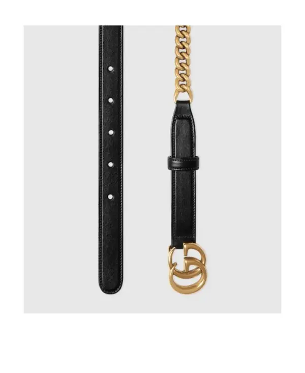 Gucci Gg Plaque Marmont Chain Detailed Belt
