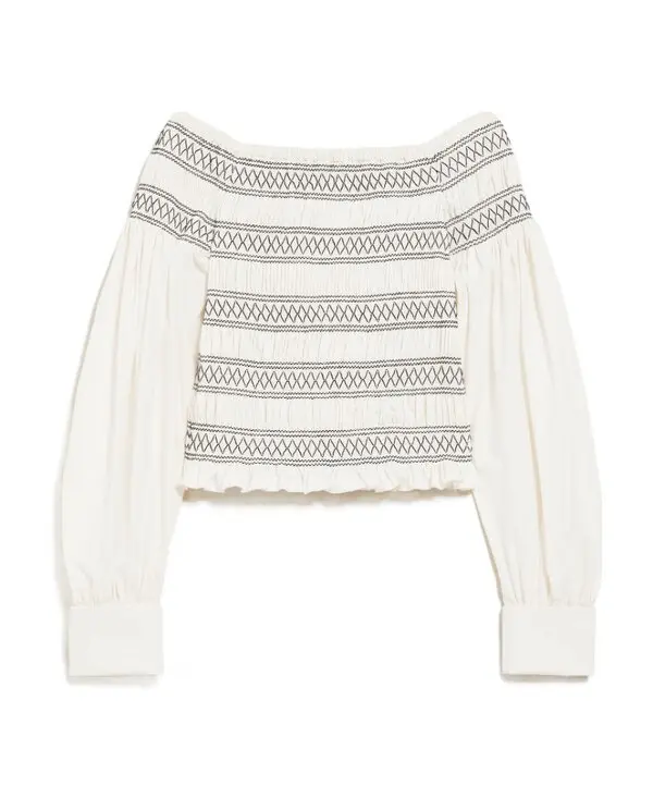 Max Mara Off-the-shoulder Blouse With Embroidered Detail - White