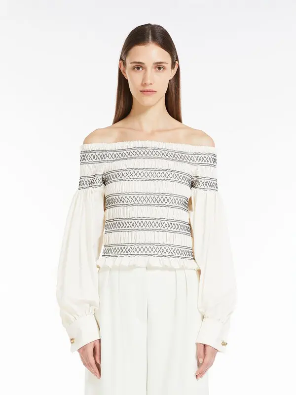Max Mara Off-the-shoulder Blouse With Embroidered Detail - White