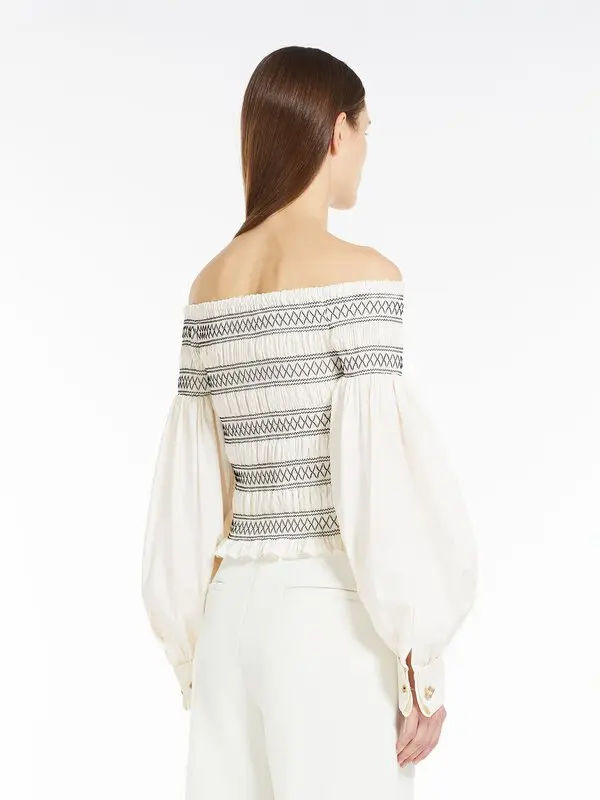 Max Mara Off-the-shoulder Blouse With Embroidered Detail - White