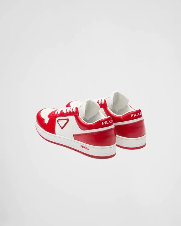 Prada Downtown Leather Sneakers - White/lacquer Red