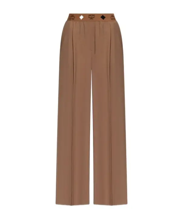 Mcm Elasticated Waist Trousers With Monogram Detail - Brown