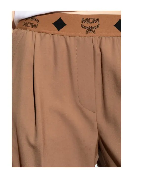 Mcm Elasticated Waist Trousers With Monogram Detail - Brown