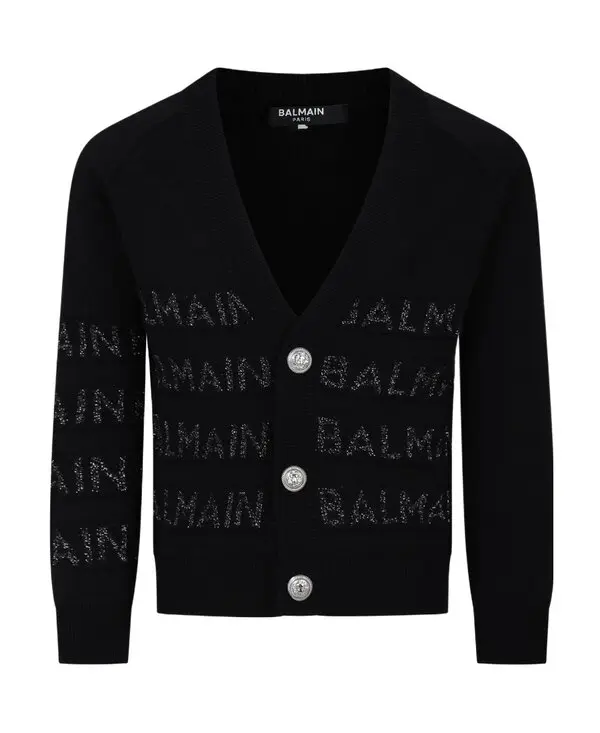Balmain Logo Embroidered V-neck Cardigan
