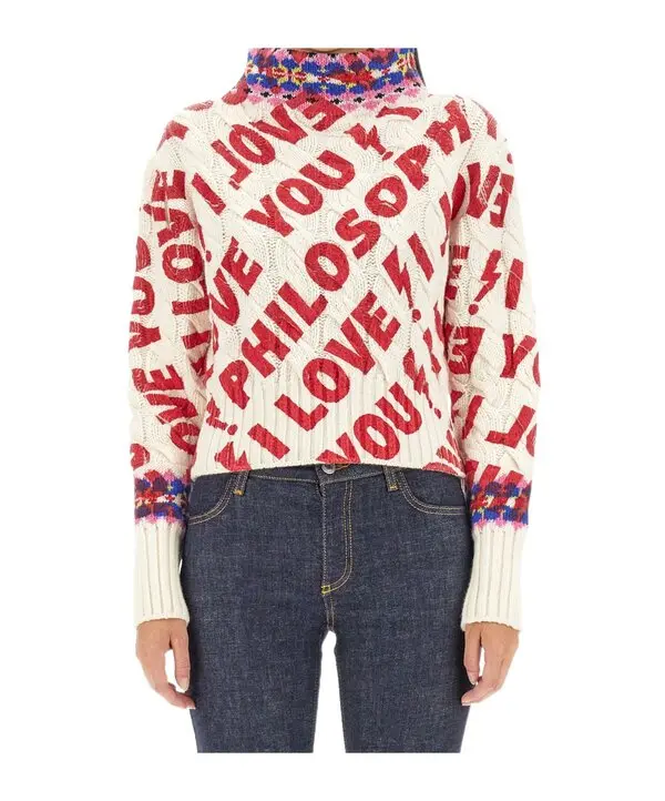 Philosophy Di Lorenzo Serafini I Love You Philosophy" High Neck Knit Jumper