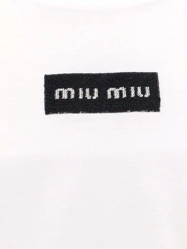 Miu Miu Cropped T-shirt With Logo Embroidery
