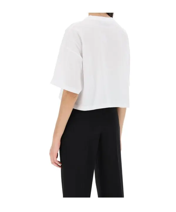 Miu Miu Cropped T-shirt With Logo Embroidery