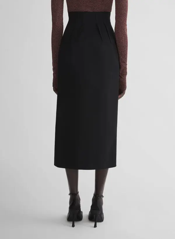 MUGLER Slit Skirt With Pleated Details - Black