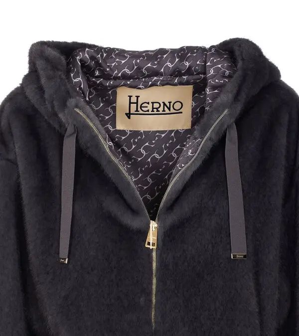 Herno Shearling Drawstring Hooded Coat