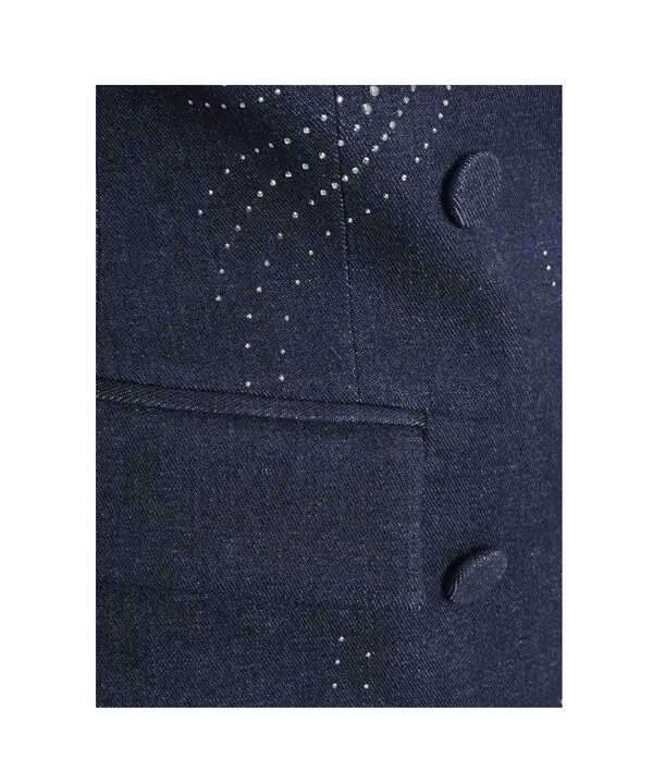 DONDUP Double Breasted Embellished Blazer - Blue