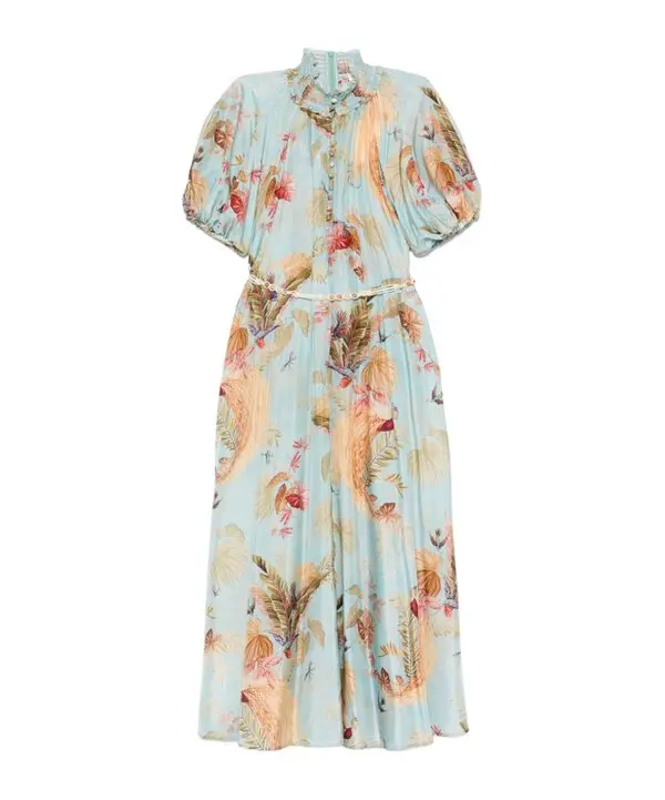Zimmermann Ascension Billow Maxi Dress Tropical Print - Nude