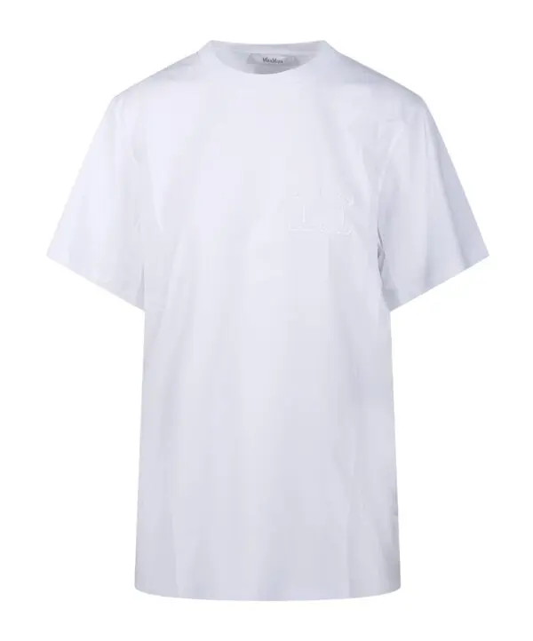 Max Mara Logo Embroidered Crewneck Top - White