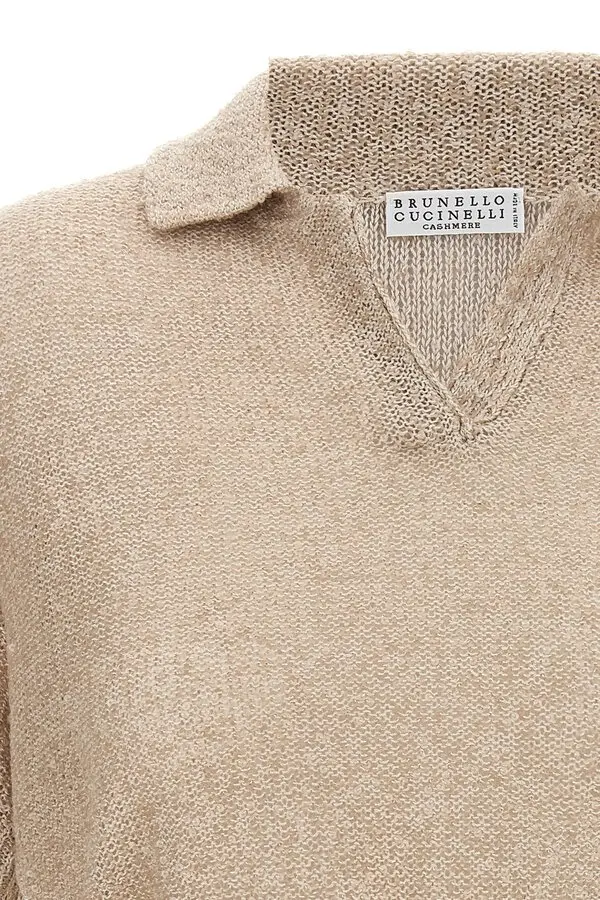 Brunello Cucinelli Sequin Embellished Cropped Polo Shirt