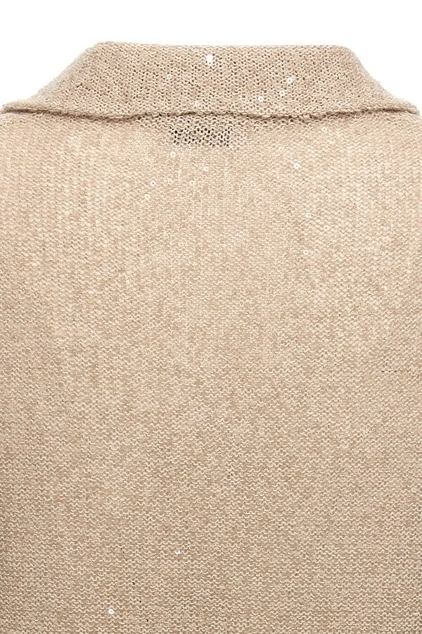Brunello Cucinelli Sequin Embellished Cropped Polo Shirt