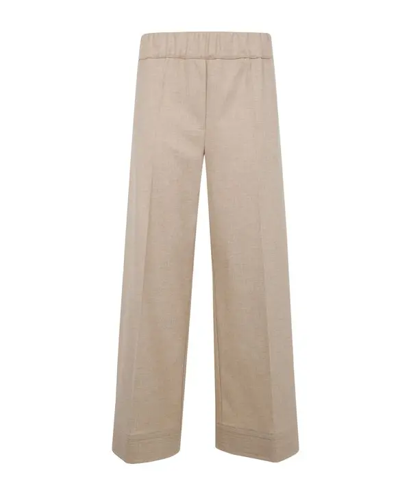 D.exterior Flannel Wide-leg Pants With Elastic Waistband