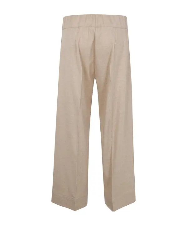 D.exterior Flannel Wide-leg Pants With Elastic Waistband