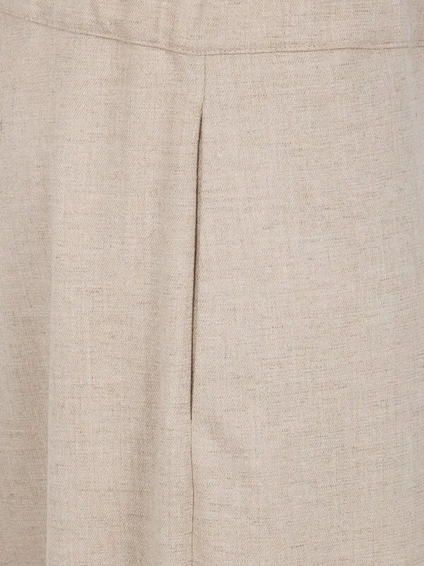 D.exterior Flannel Wide-leg Pants With Elastic Waistband