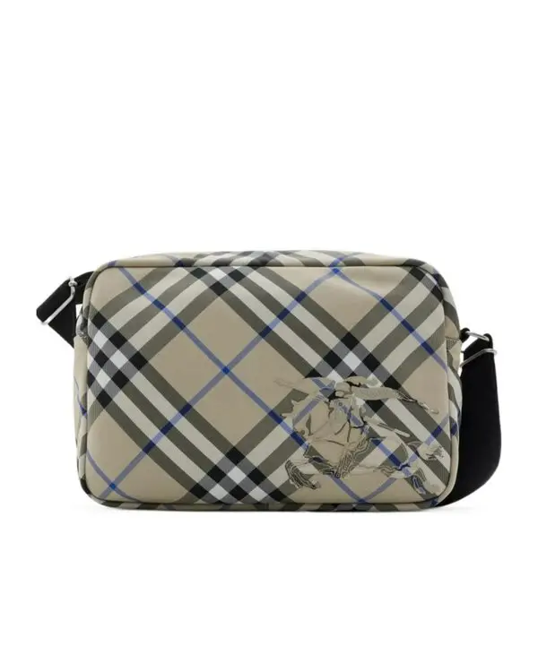 Burberry Checked Logo Detailed Crossbody Bag - Nude