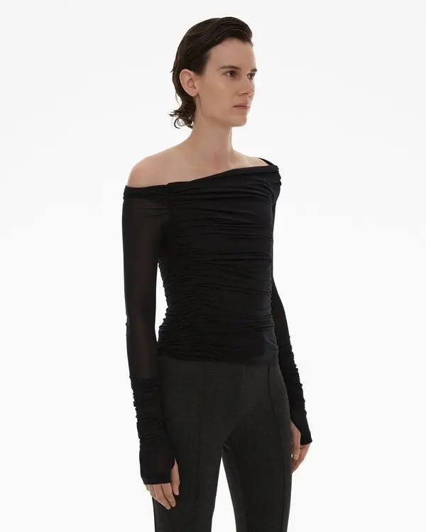 Helmut Lang Ruched Off-shoulder Top