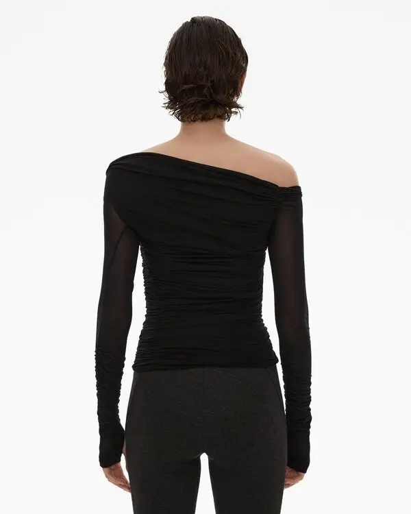 Helmut Lang Ruched Off-shoulder Top