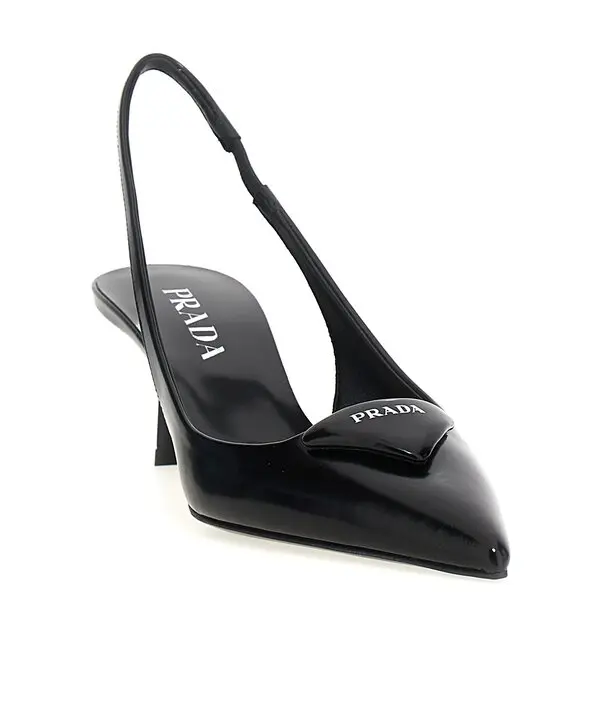 Prada Pointed-toe Slingback Pumps - Black