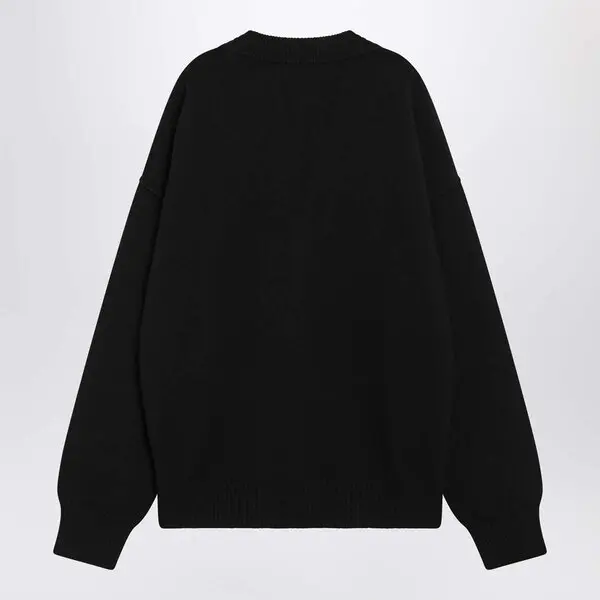 AMI Paris Logo Intarsia Knitted Cardigan - Black