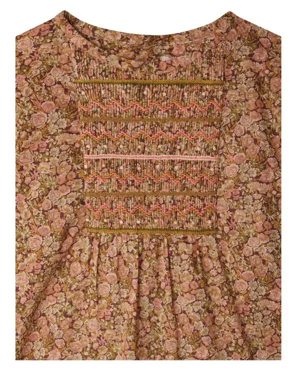 Bonpoint Juliette Floral Printed Smocked Blouse