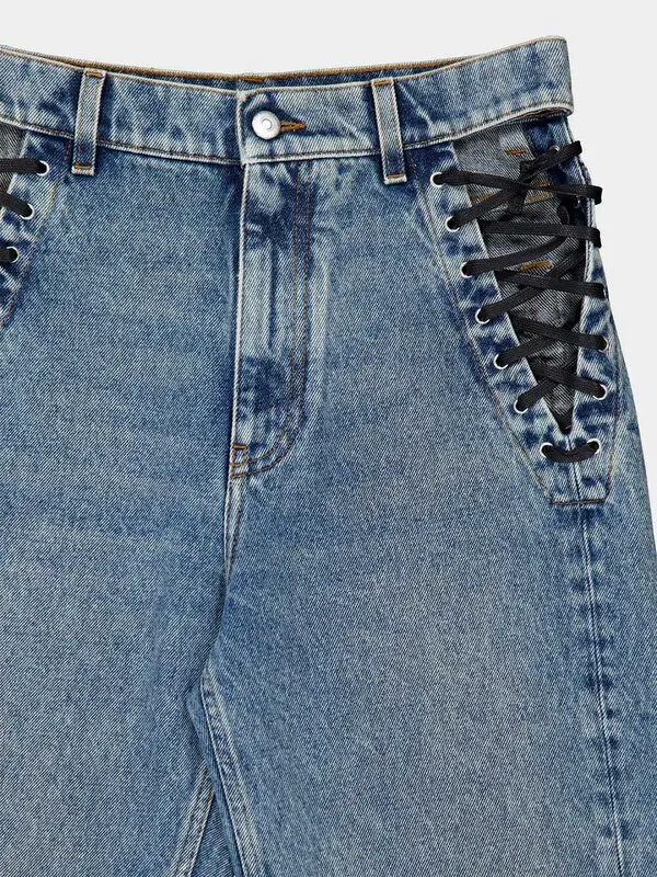 Stella McCartney High-waist Straight-leg Jeans With Side Ties - Blue
