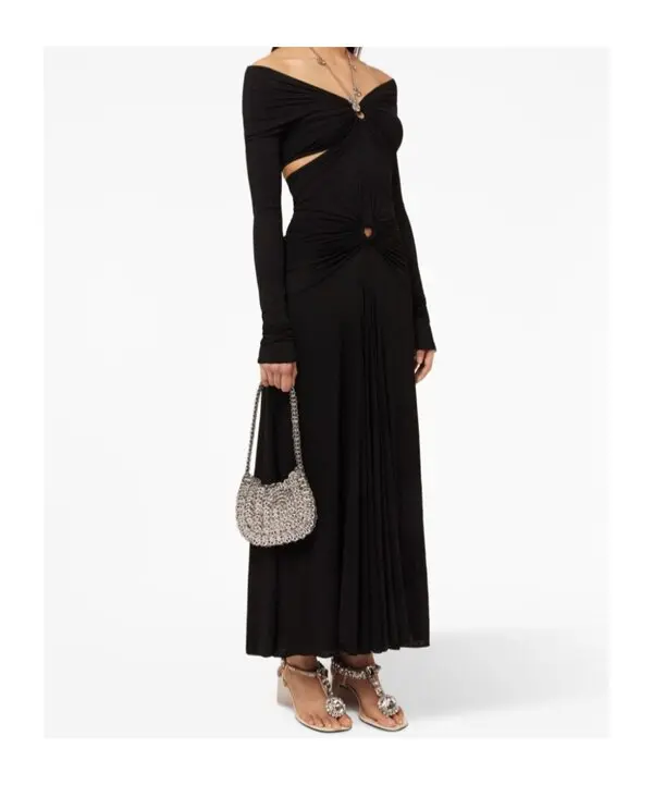 Rabanne Long-sleeved V-neck Maxi Dress With Chain Belt