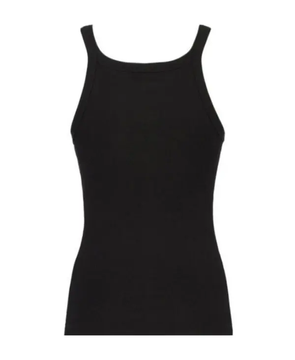 Fendi Logo Embroidered Knitted Tank Top - Black