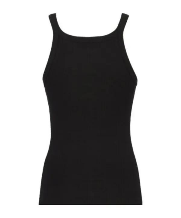 Fendi Logo Embroidered Knitted Tank Top - Black
