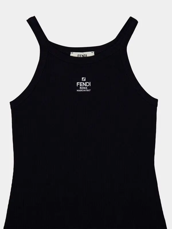 Fendi Logo Embroidered Knitted Tank Top - Black