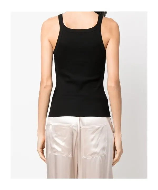 Fendi Logo Embroidered Knitted Tank Top - Black