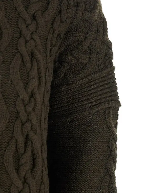 Max Mara Cable Knit High Neck Long Sleeve Sweater Dress