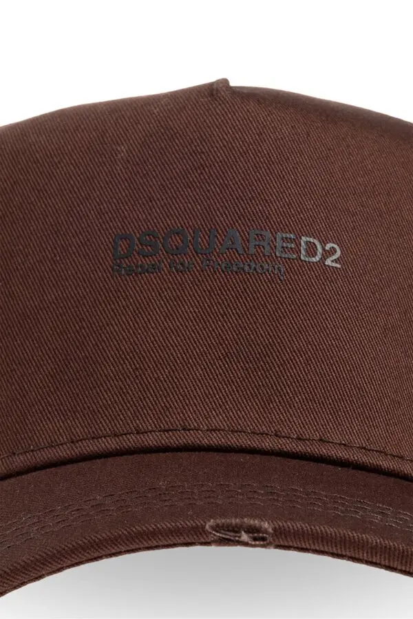 Dsquared2 Logo Printed Distressed Baseball Cap - Brown