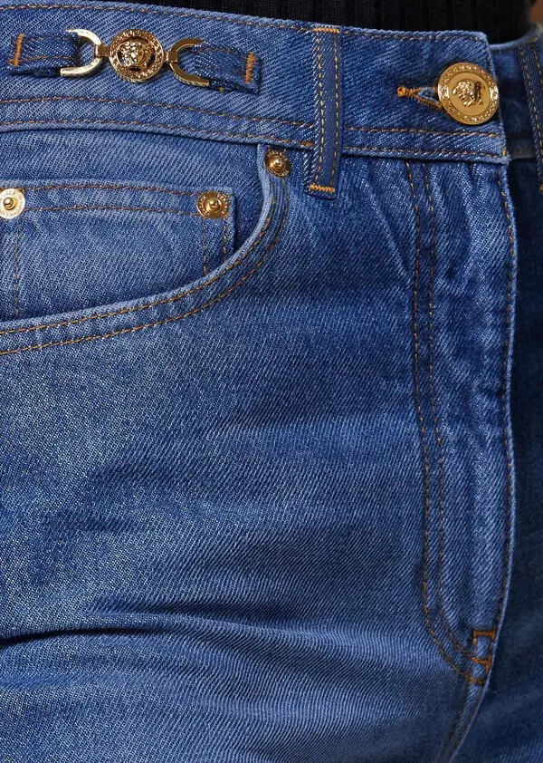 Versace High-waisted Straight-leg Jeans With Medusa '95 Hardware - Blue