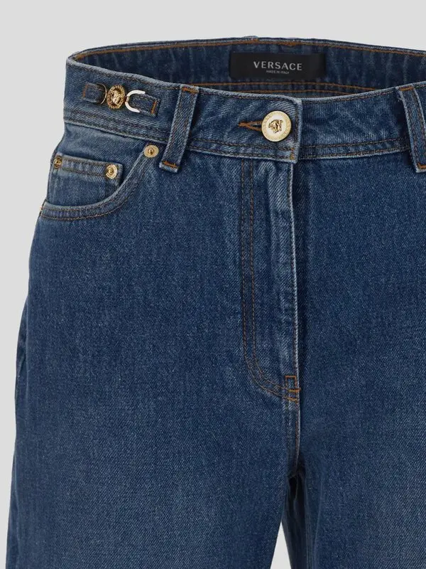 Versace High-waisted Straight-leg Jeans With Medusa '95 Hardware - Blue
