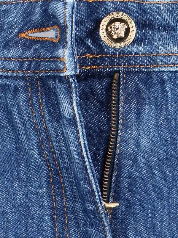 Versace High-waisted Straight-leg Jeans With Medusa '95 Hardware - Blue